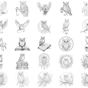 100+ Owl Tattoo Procreate Stamps, Brushes for Procreate, Instant ...
