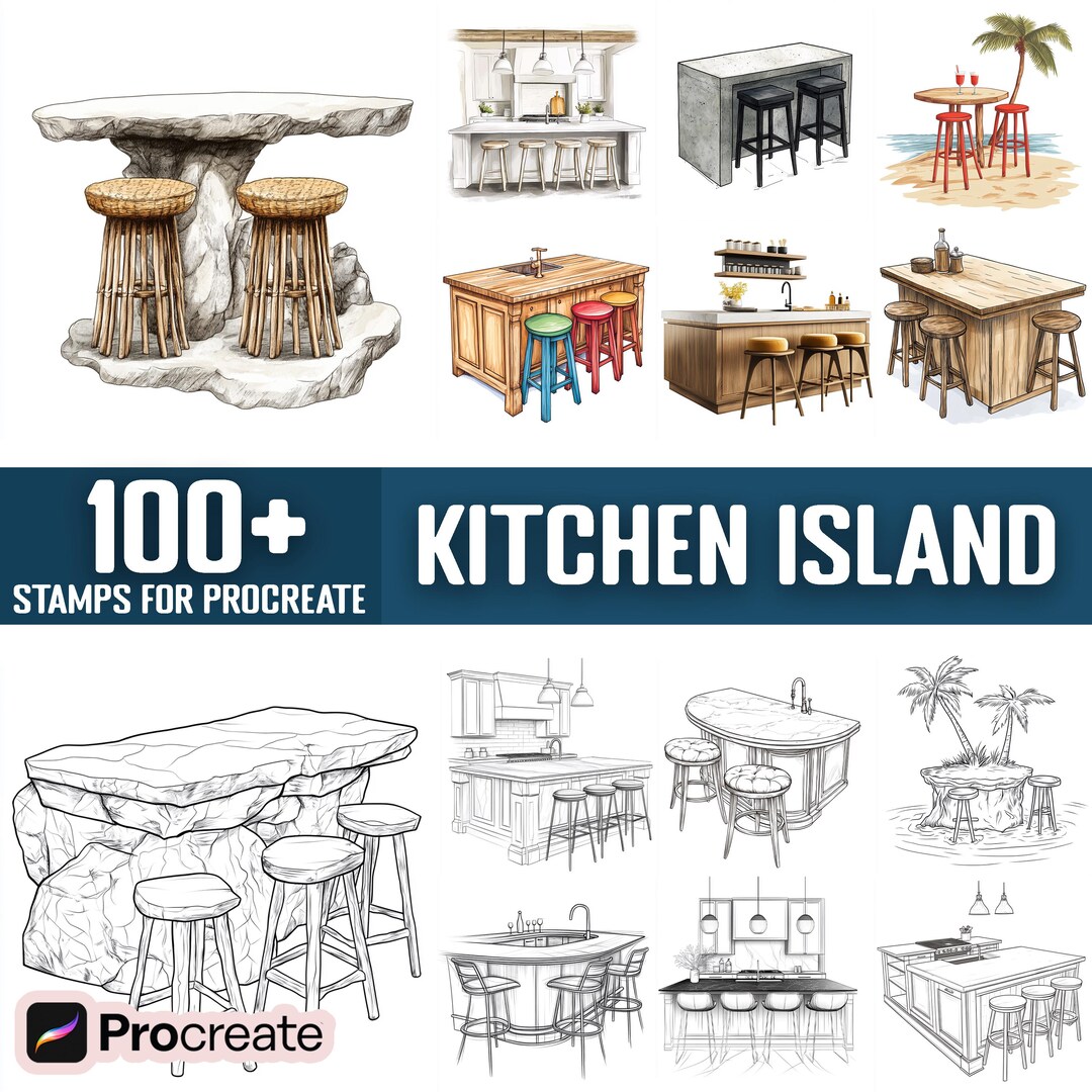 100+ Kitchen Island With Stools Procreate Stamps, Brushes for Procreate ...