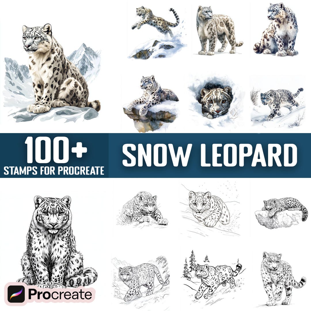 100+ Snow Leopard Procreate Stamps, Brushes for Procreate, Instant ...