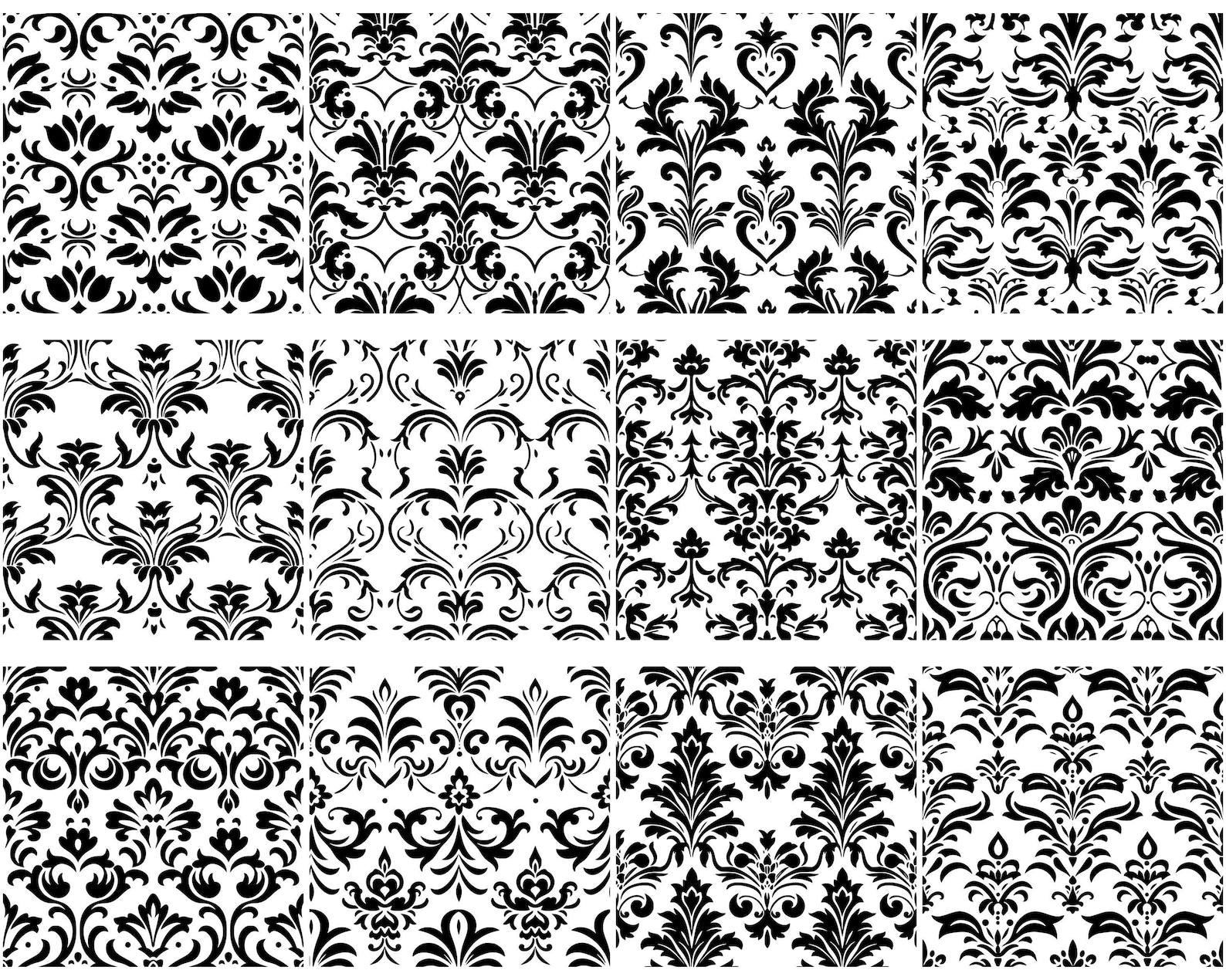 Damask Textile SVG Bundle, Set of 100, Instant Digital Download, Png ...