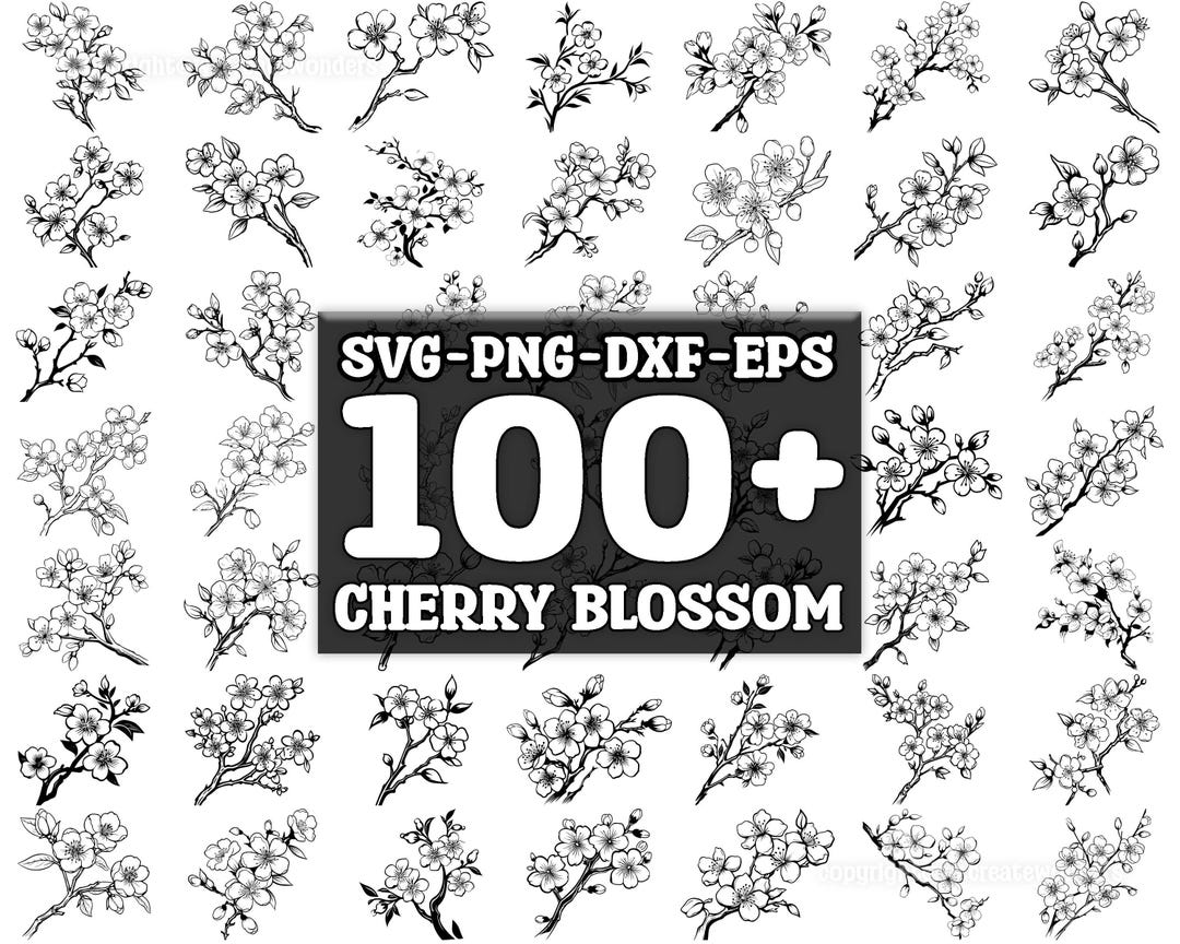 Cherry Blossom SVG Bundle, Set of 100, Instant Digital Download, Png ...