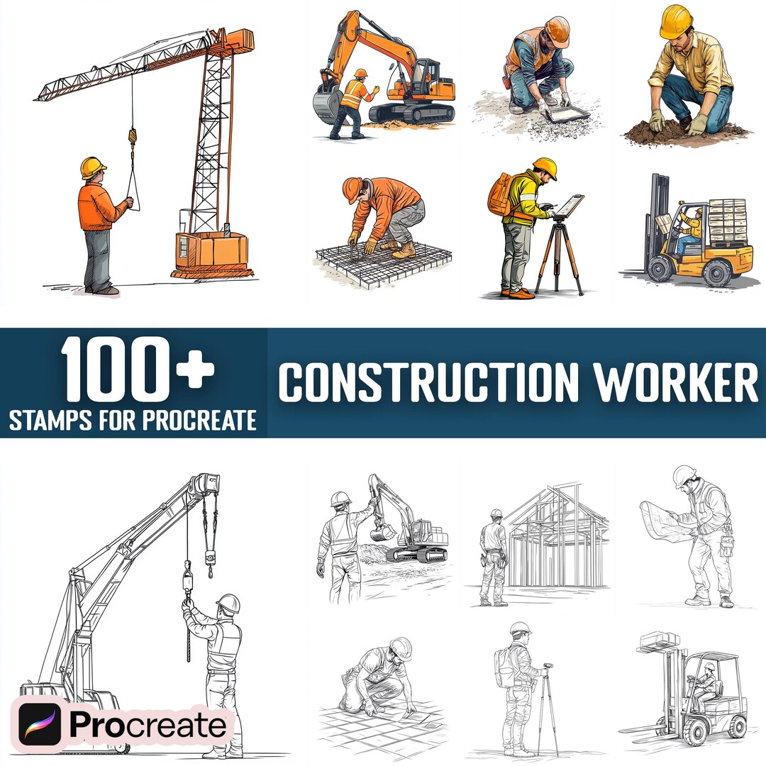 100+ Construction Worker Procreate Stamps, Brushes for Procreate ...