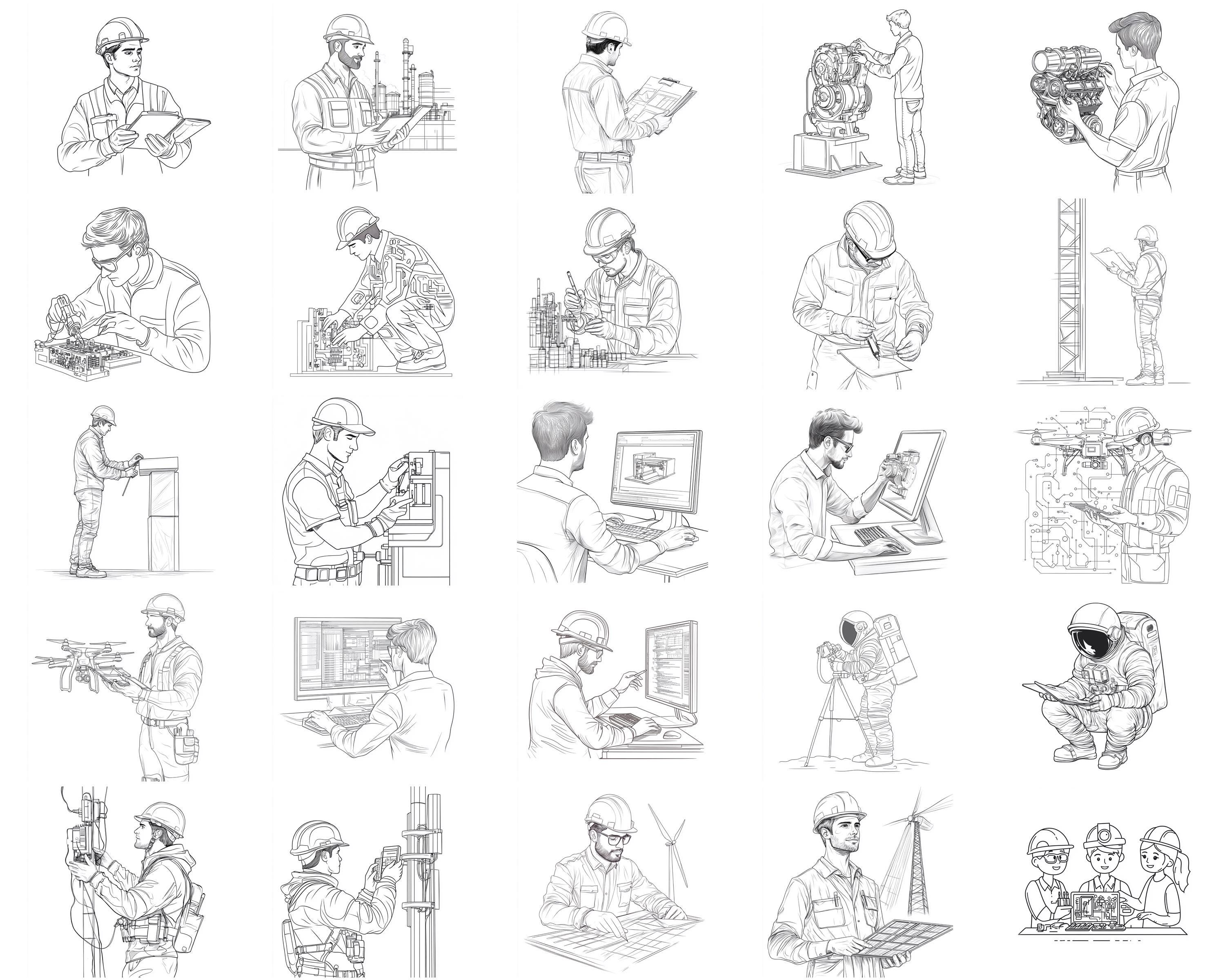 100+ Engineer Procreate Stamps, Brushes for Procreate, Instant Digital ...