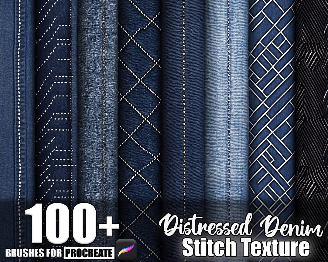 100+ Distressed Denim Stitch Procreate Textures, Brushes for Procreate ...