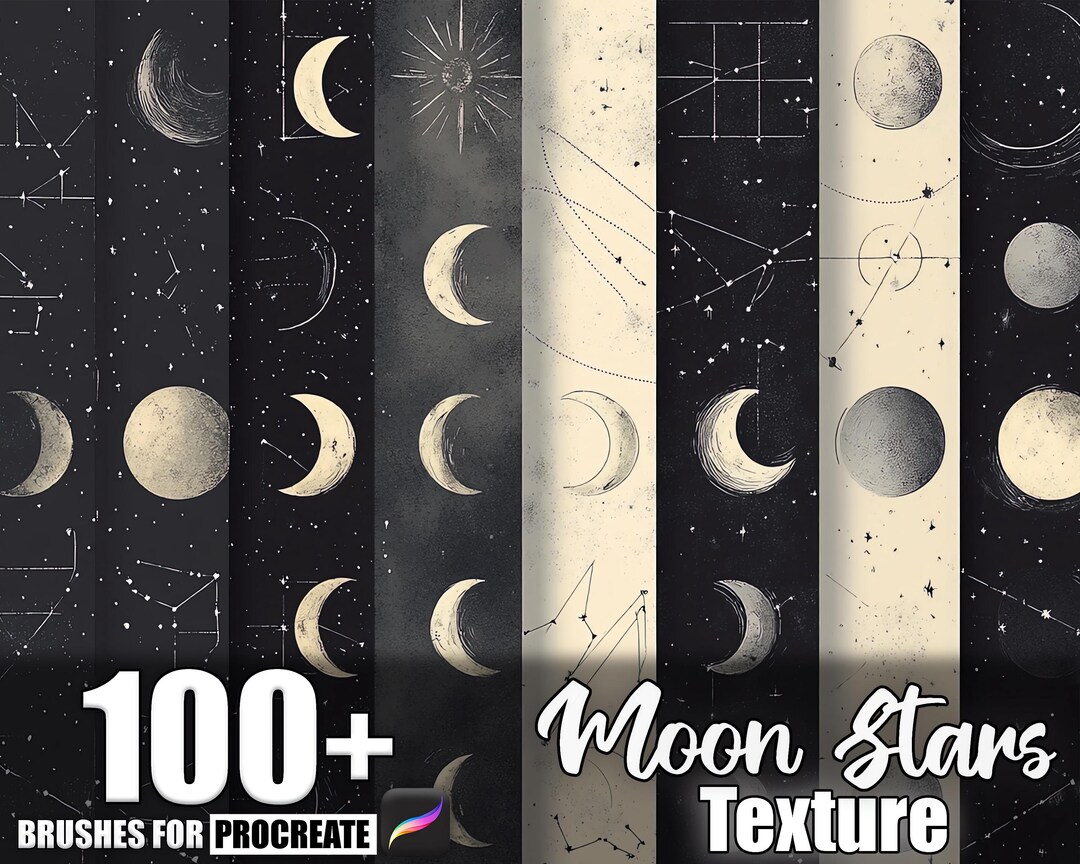 100+ Moon and Stars Procreate Textures, Brushes for Procreate, Instant ...