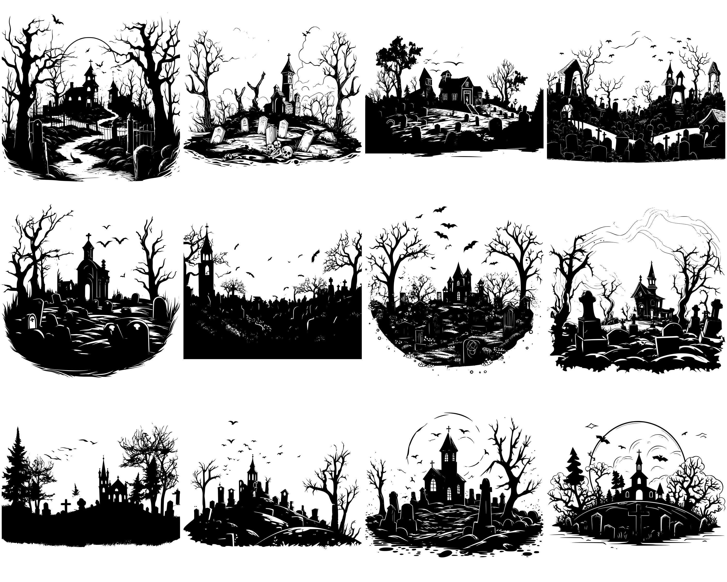 Graveyard SVG Bundle, Set of 100, Instant Digital Download, Png, Svg ...