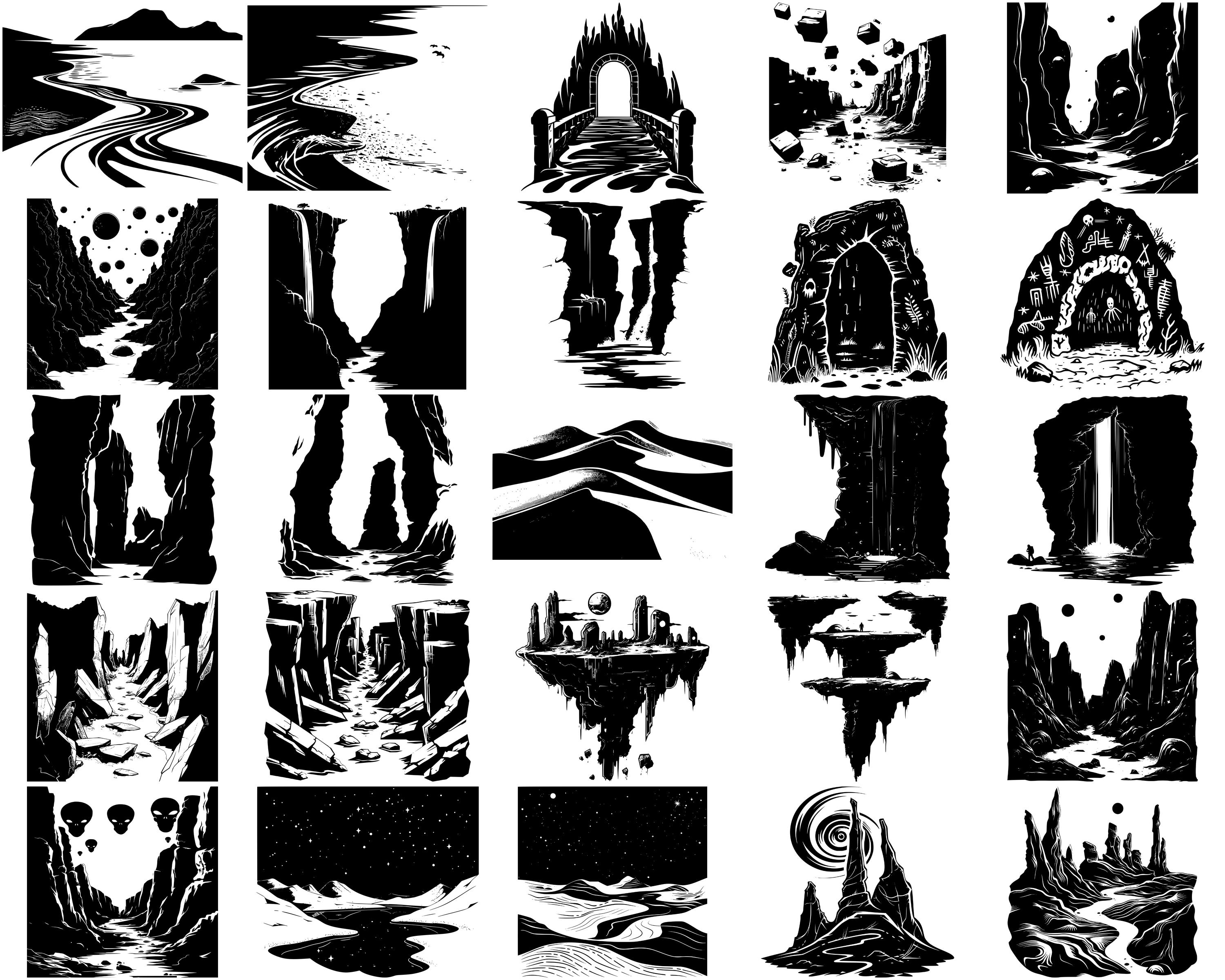 Cosmic Terrain SVG Bundle, Set of 100, Instant Digital Download, Png ...