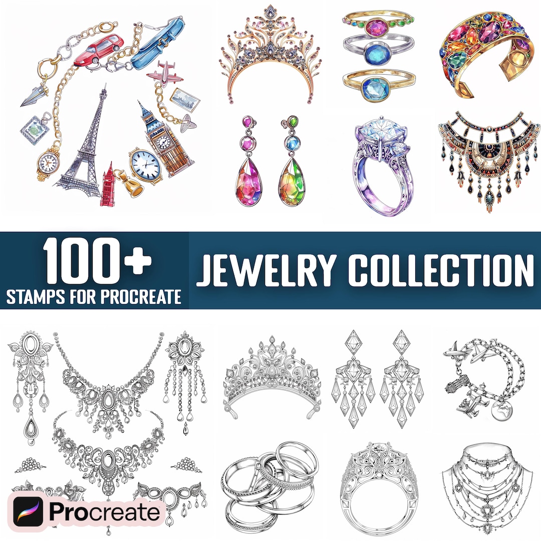 100+ Jewellery Bundle Procreate Stamps, Brushes for Procreate, Instant ...