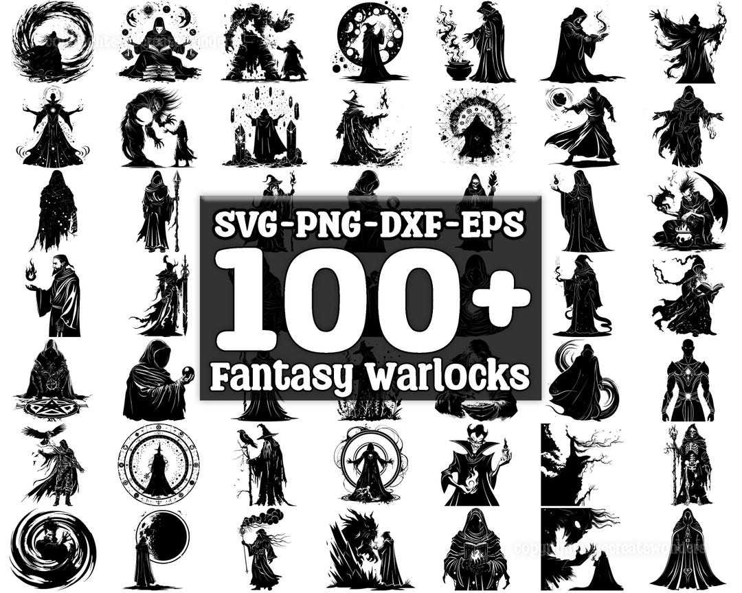 Fantasy Warlocks SVG Bundle, Set of 100, Instant Digital Download, Png ...
