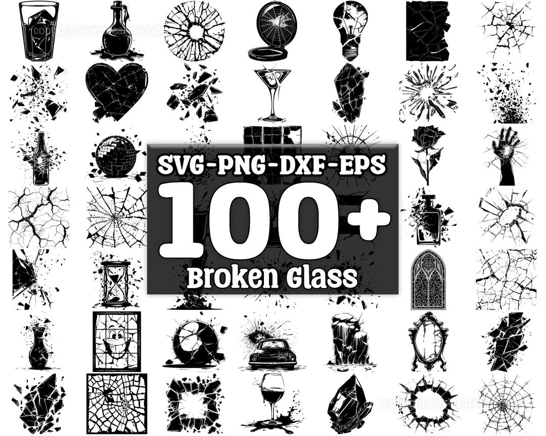 Broken Glass SVG Bundle, Set of 100, Instant Digital Download, Png, Svg ...