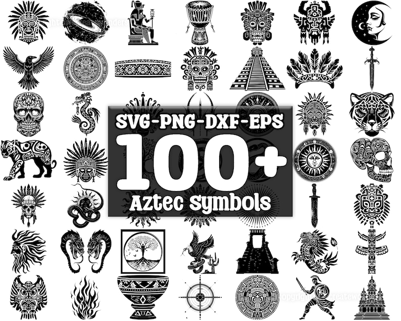 Aztec Symbols SVG Bundle, Set of 100, Instant Digital Download, Png ...