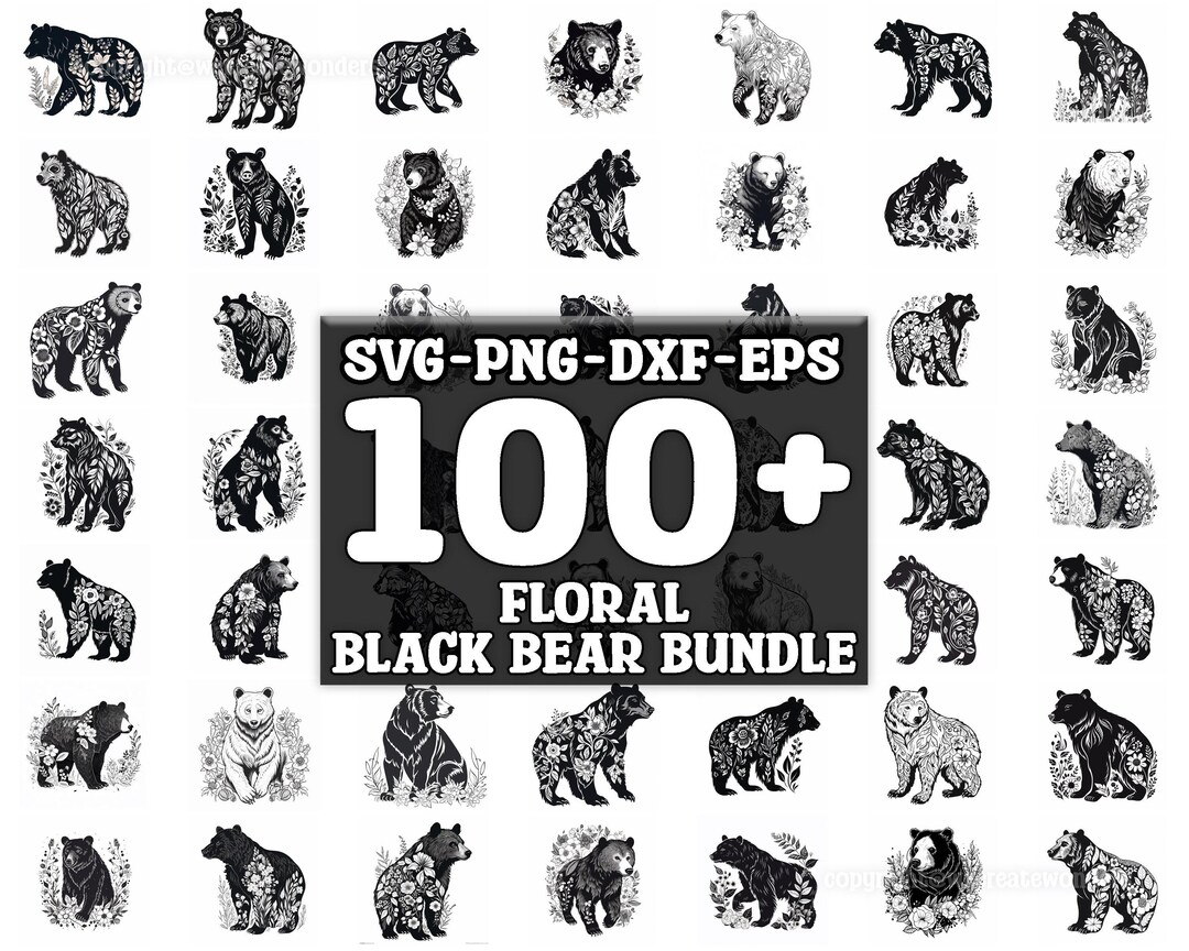 Floral Bear SVG Bundle, Set of 100, Instant Digital Download, Png, Svg ...