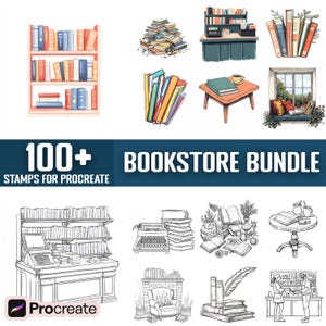 100+ Bookstore Procreate Stamps, Brushes for Procreate, Instant Digital ...