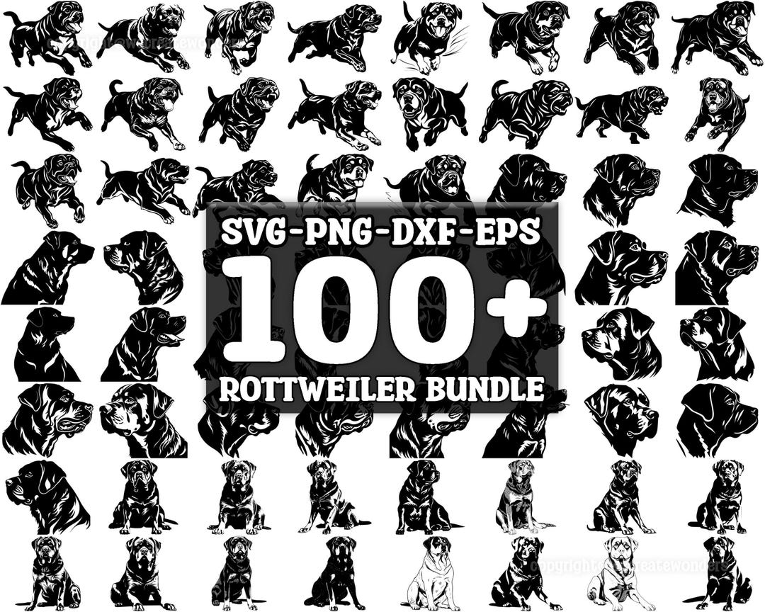 Rottweiler Dog SVG Bundle, Set of 100, Instant Digital Download, Png ...