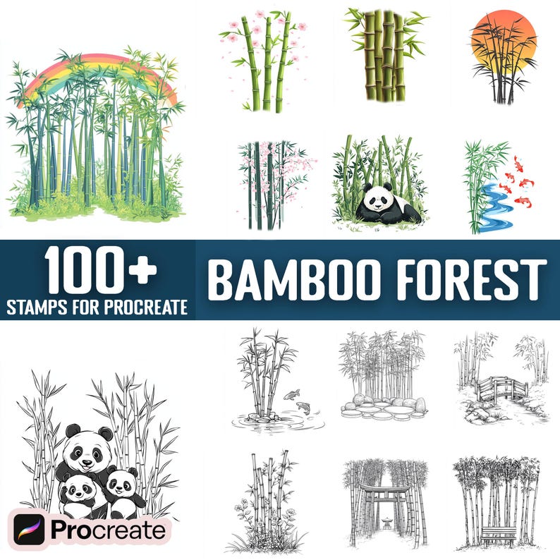 100+ Bamboo Forest Procreate Stamps, Brushes for Procreate, Instant ...