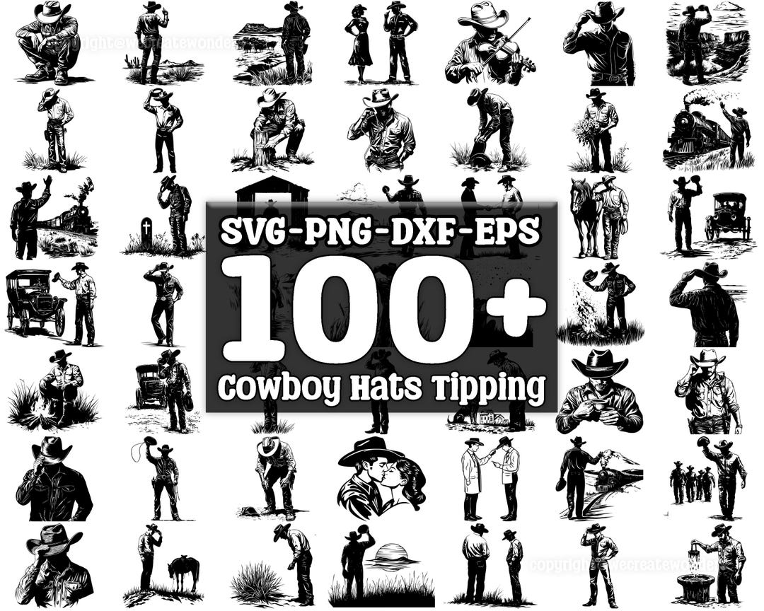 Cowboy Hats Tipping SVG Bundle, Set of 100, Instant Digital Download ...