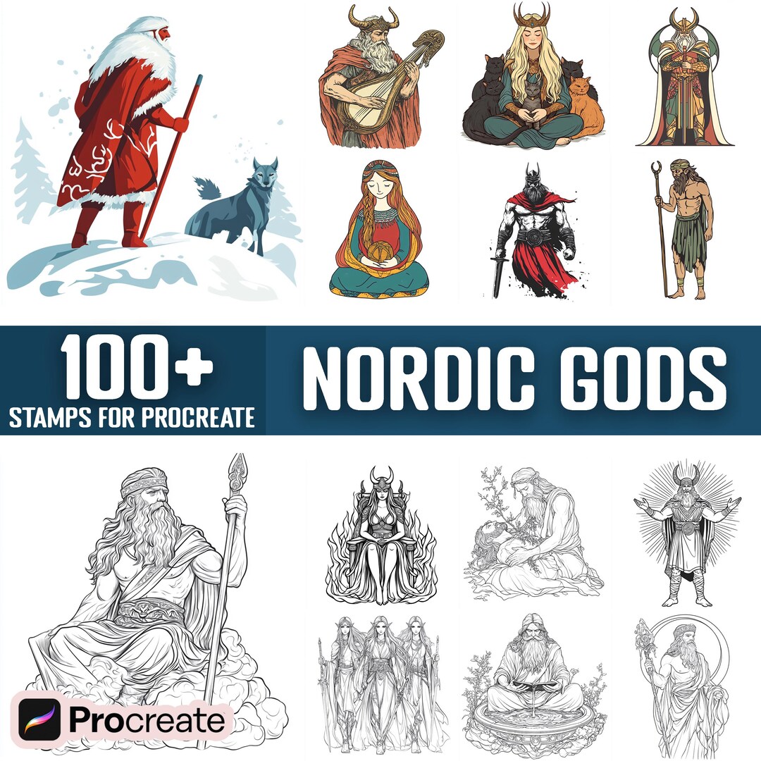 100+ Nordic Gods Procreate Stamps, Brushes for Procreate, Instant ...