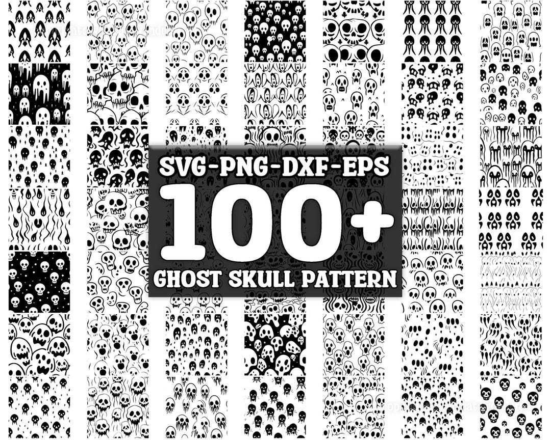 Skull Pattern SVG Bundle, Set of 100, Instant Digital Download, Png ...