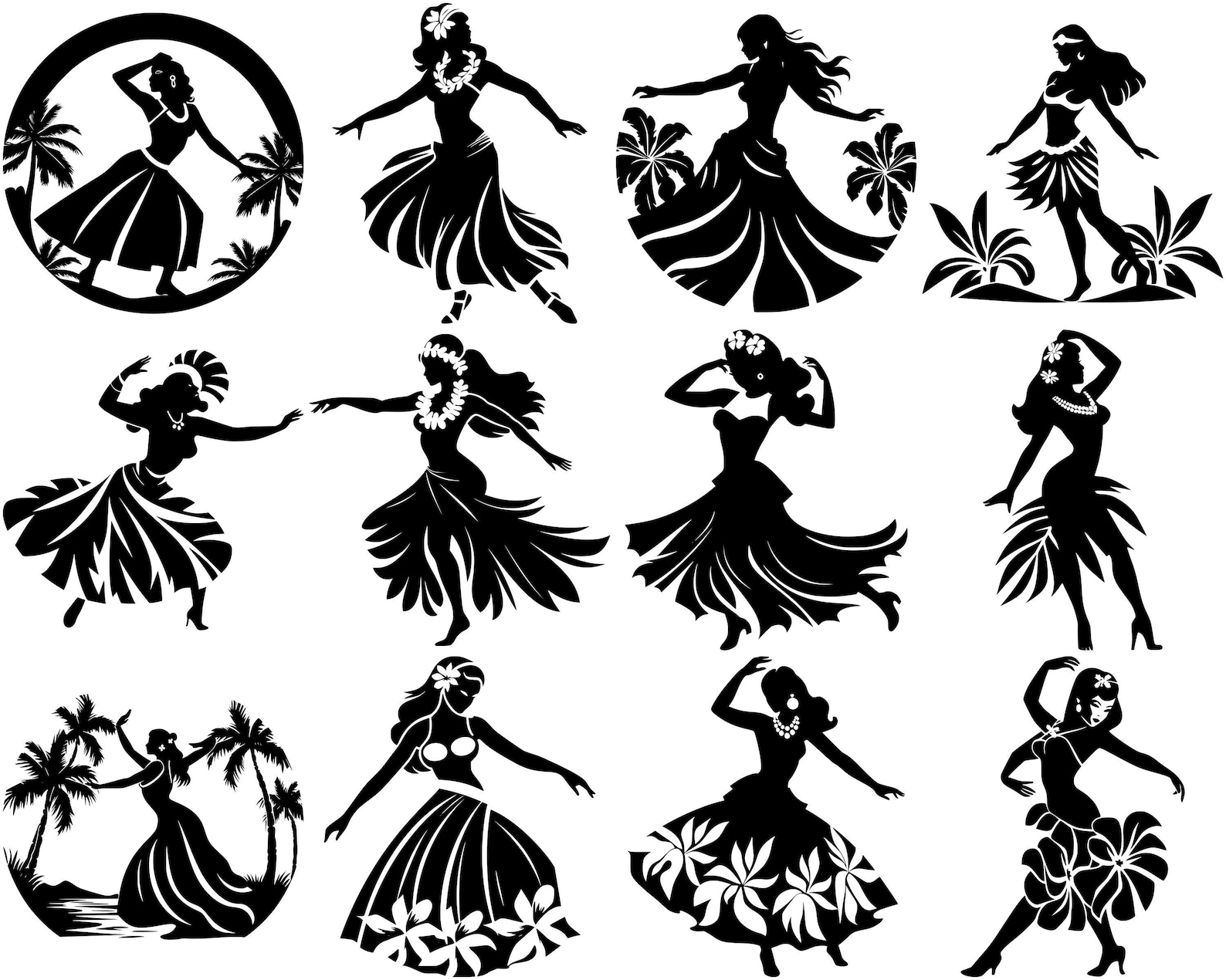 Hula Dancer SVG Bundle, Set of 100, Instant Digital Download, Png, Svg ...