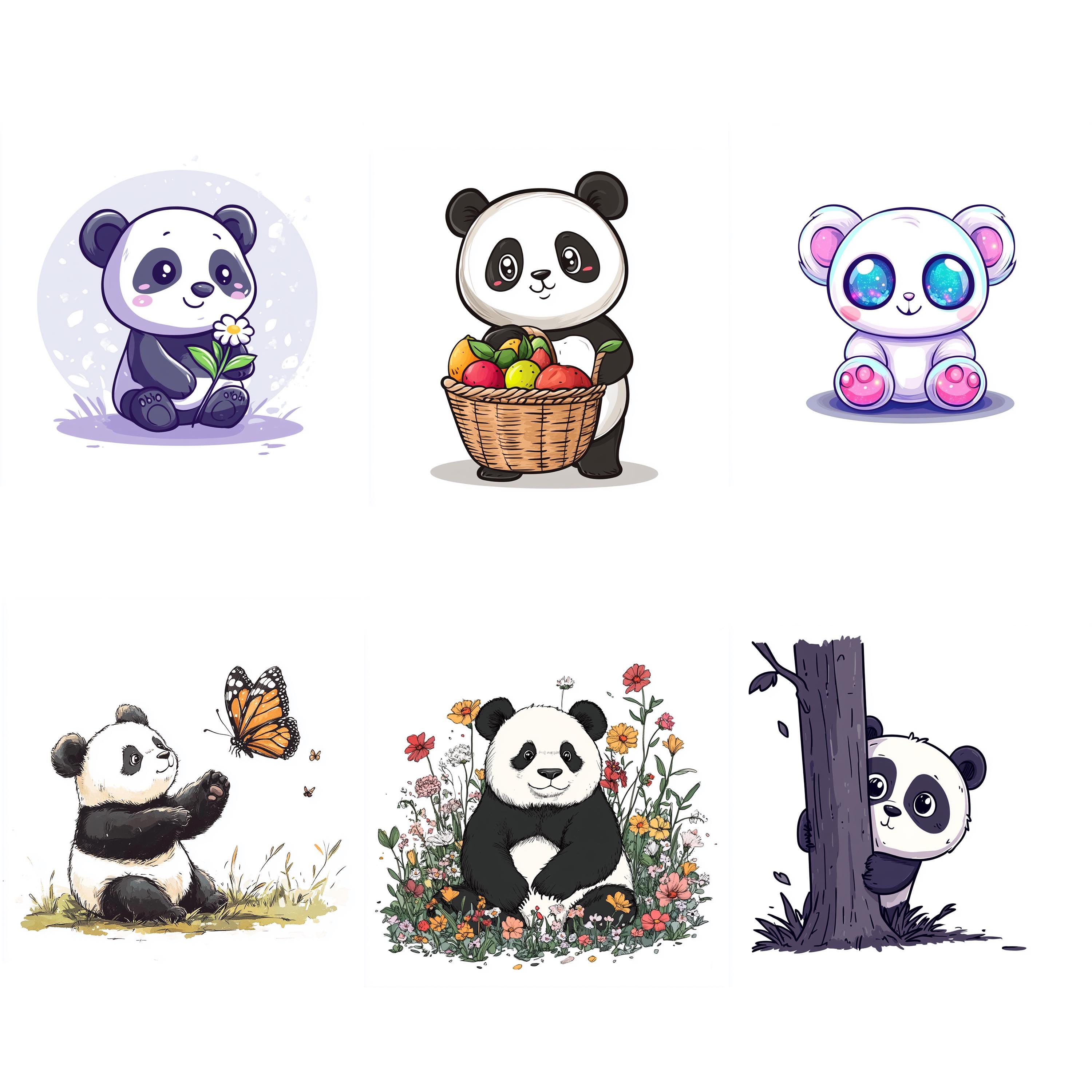 100+ Kawaii Panda Procreate Stamps, Brushes for Procreate, Instant ...