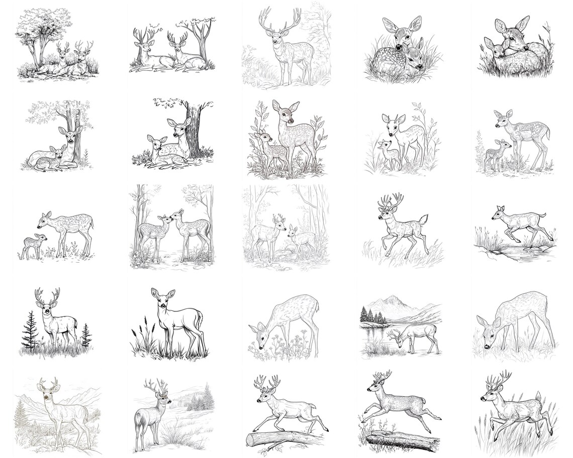 100+ White Tailed Deer Procreate Stamps, Brushes for Procreate, Instant ...
