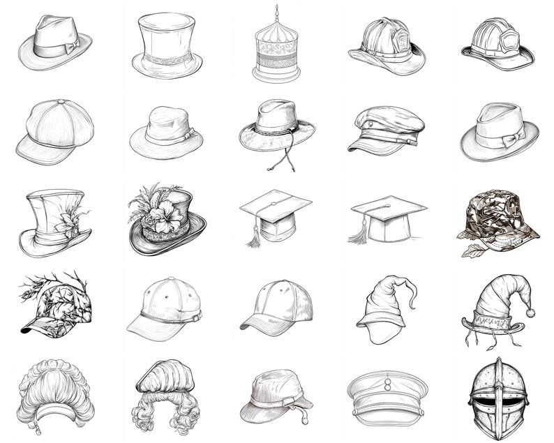 100+ Hat Cap Procreate Stamps, Brushes for Procreate, Instant Digital ...