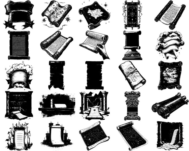 Ancient Scrolls SVG Bundle, Set of 100, Instant Digital Download, Png ...
