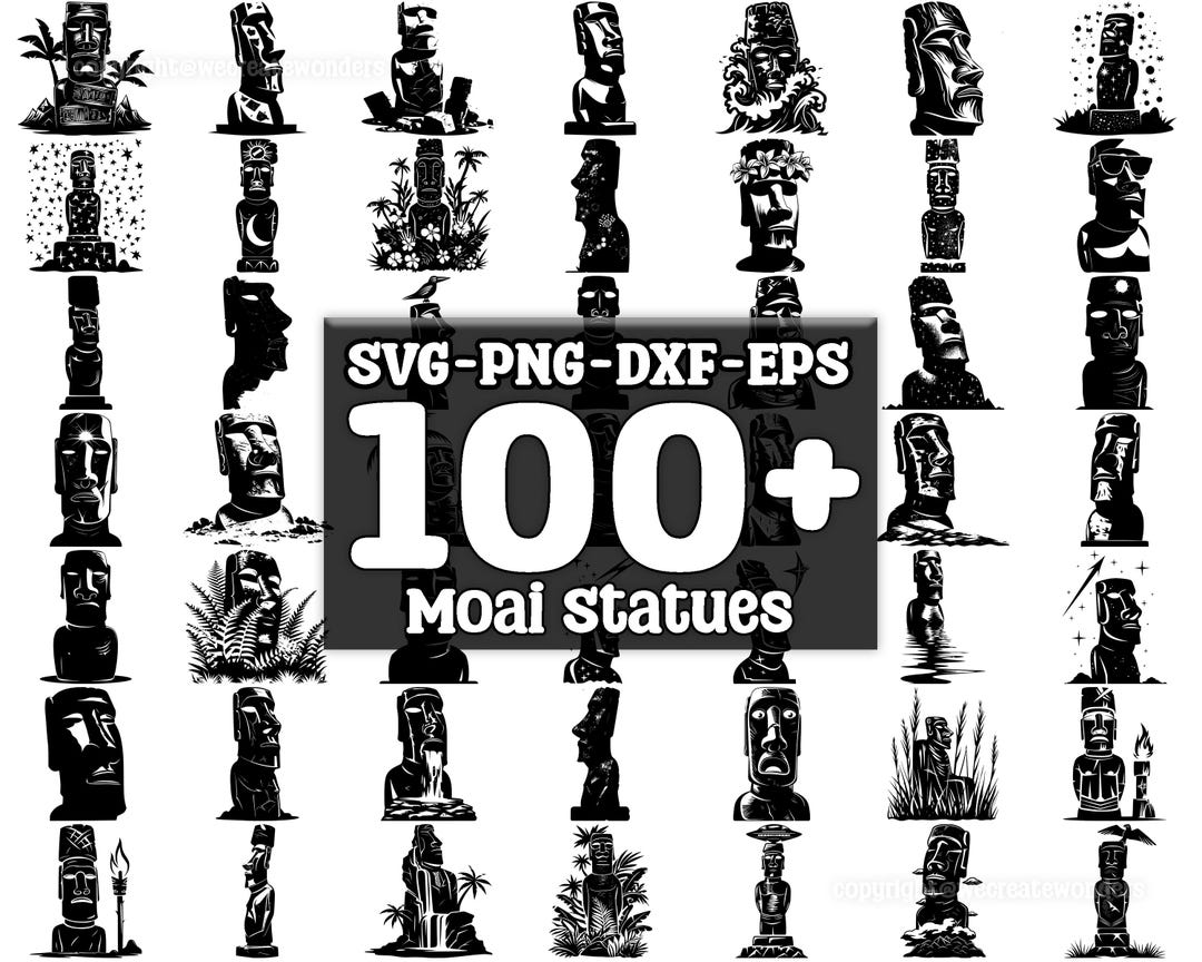 Moai Statues SVG Bundle, Set of 100, Instant Digital Download, Png, Svg ...