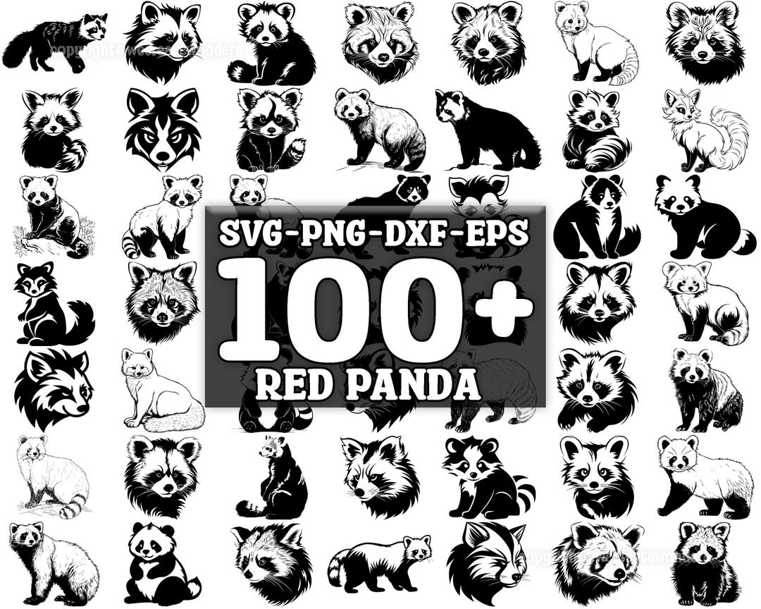 Red Panda SVG Bundle, Set of 100, Instant Digital Download, Png, Svg ...