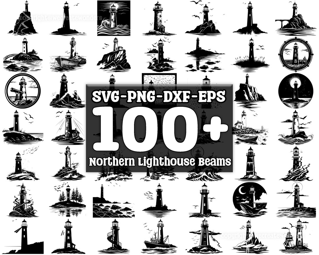 Northern Lighthouse Beams SVG Bundle, Set of 100, Instant Digital ...
