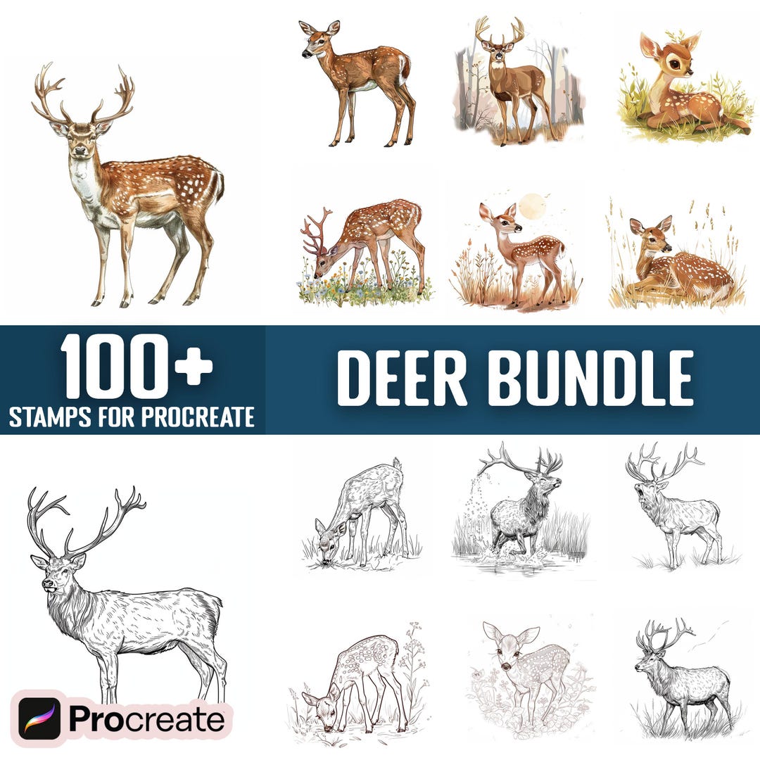 100+ Deer Procreate Stamps, Brushes for Procreate, Instant Digital ...