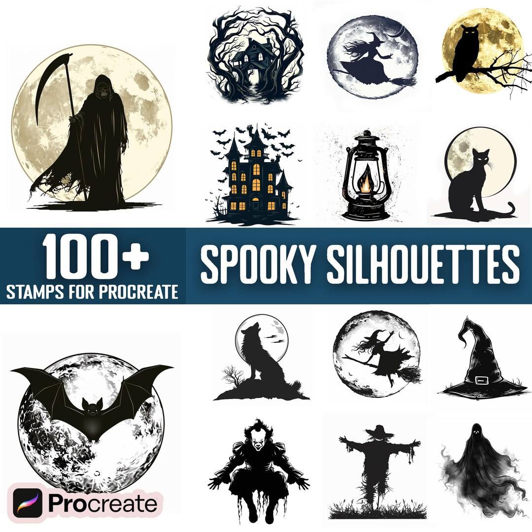 100+ Spooky Procreate Stamps, Brushes for Procreate, Instant Digital ...