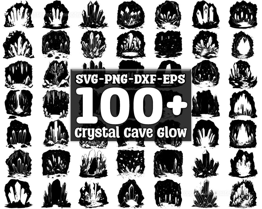 Crystal Cave Glow SVG Bundle, Set of 100, Instant Digital Download, Png ...