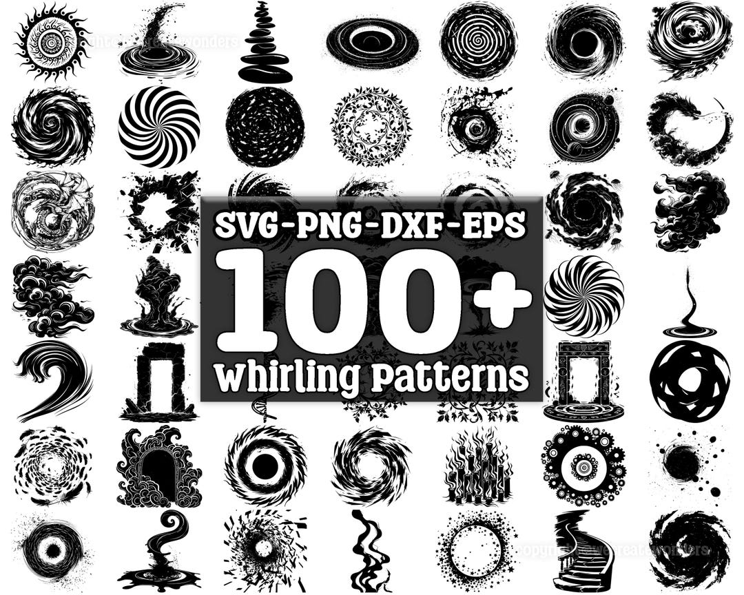Whirling Patterns SVG Bundle, Set of 100, Instant Digital Download, Png ...