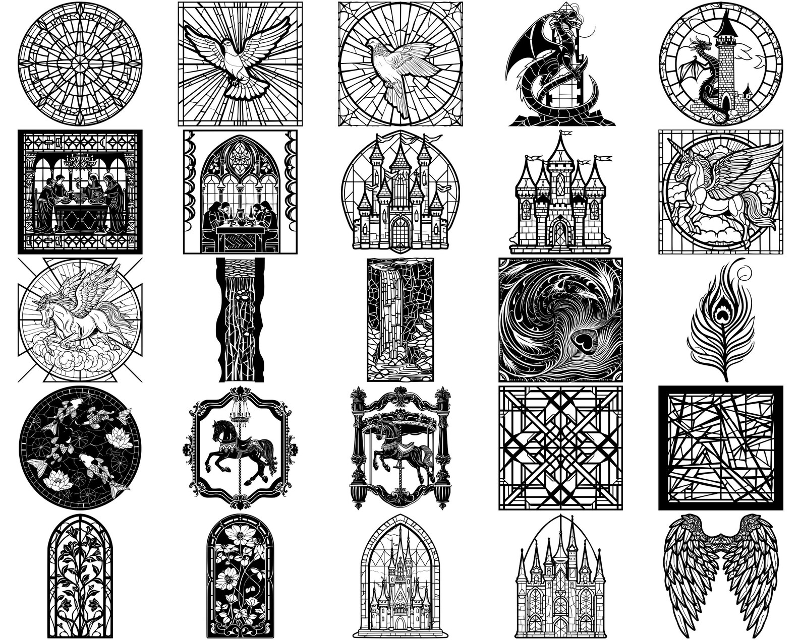 Radiant Glass SVG Bundle, Set of 100, Instant Digital Download, Png ...