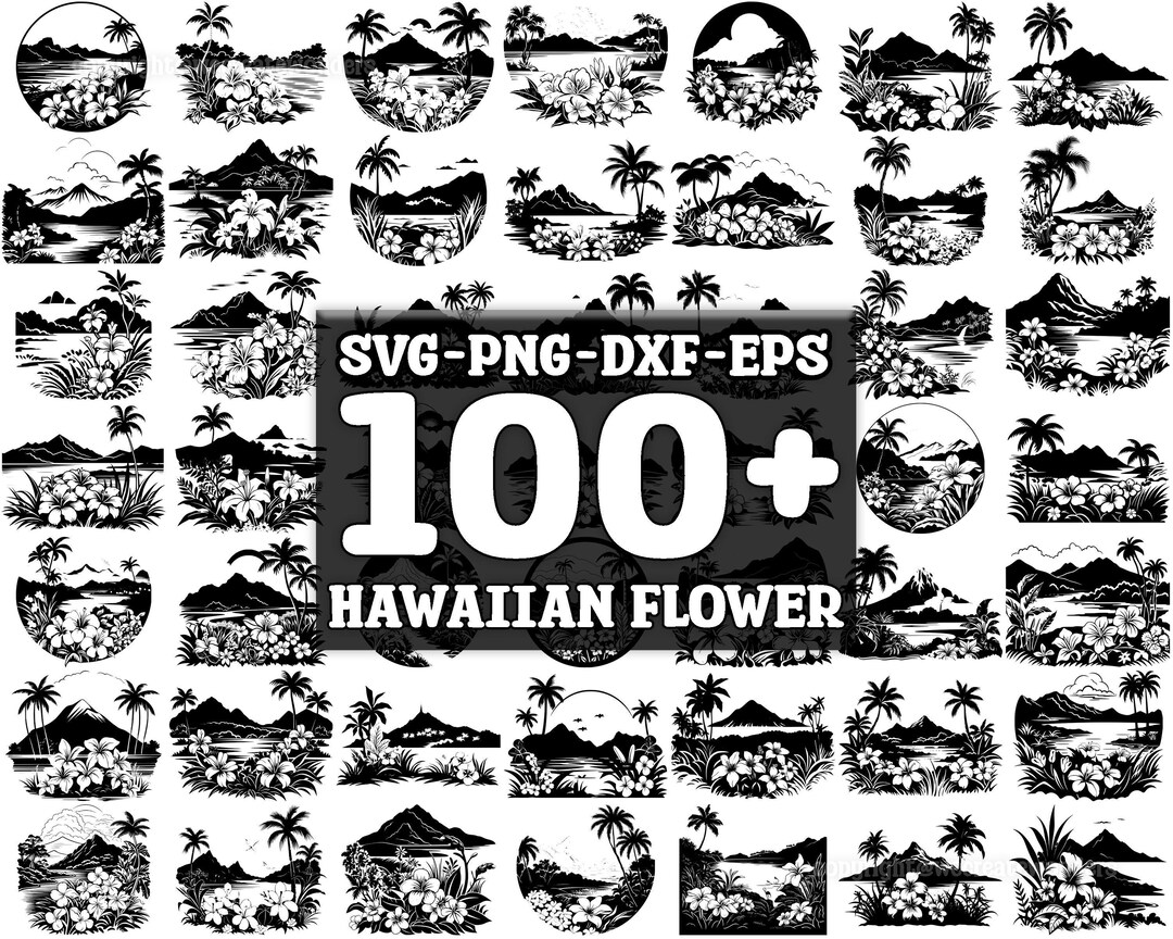 Hawaiian Flower SVG Bundle, Set of 100, Instant Digital Download, Png ...