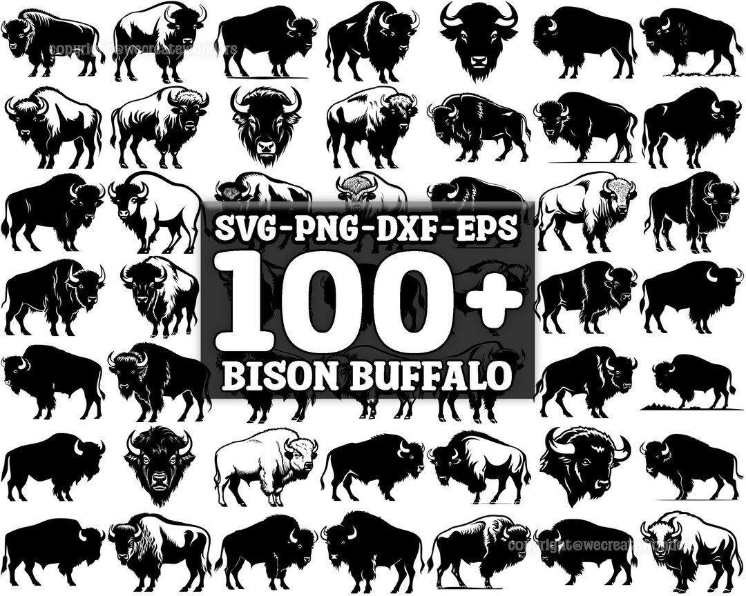 Bison Buffalo SVG Bundle, Set of 100, Instant Digital Download, Png ...