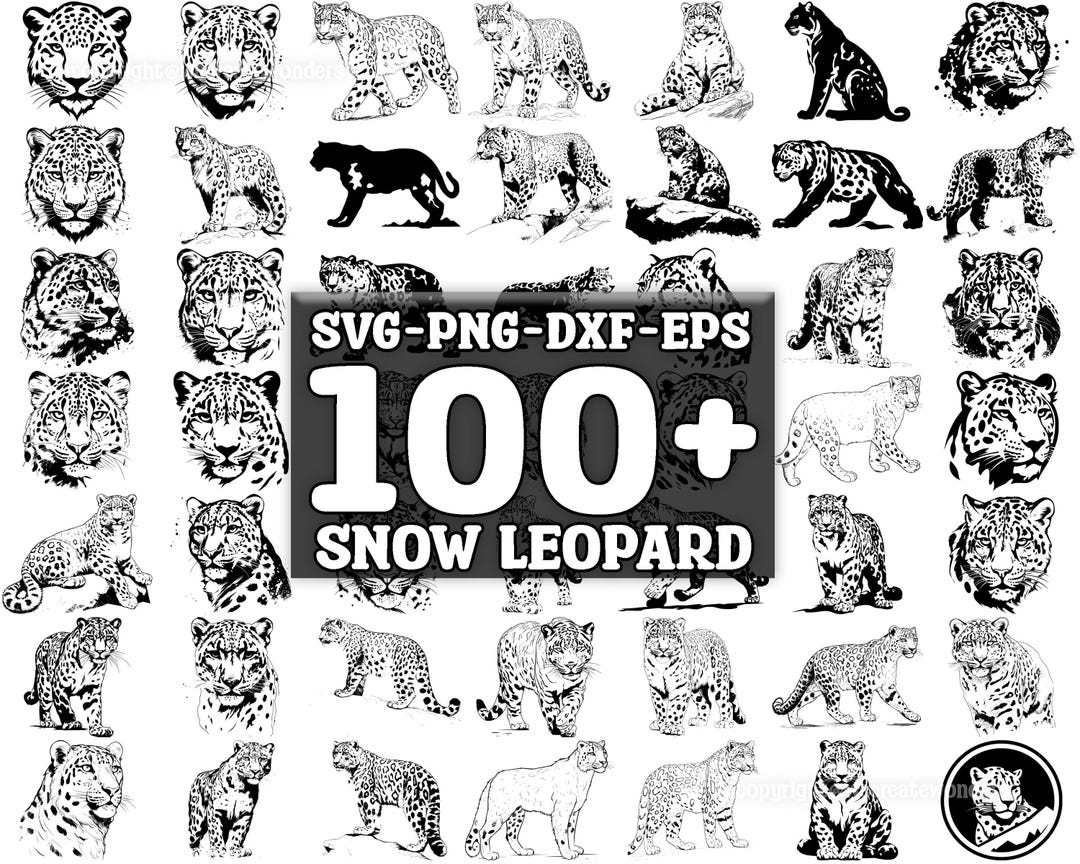 Snow Leopard SVG Bundle, Set of 100, Instant Digital Download, Png, Svg ...