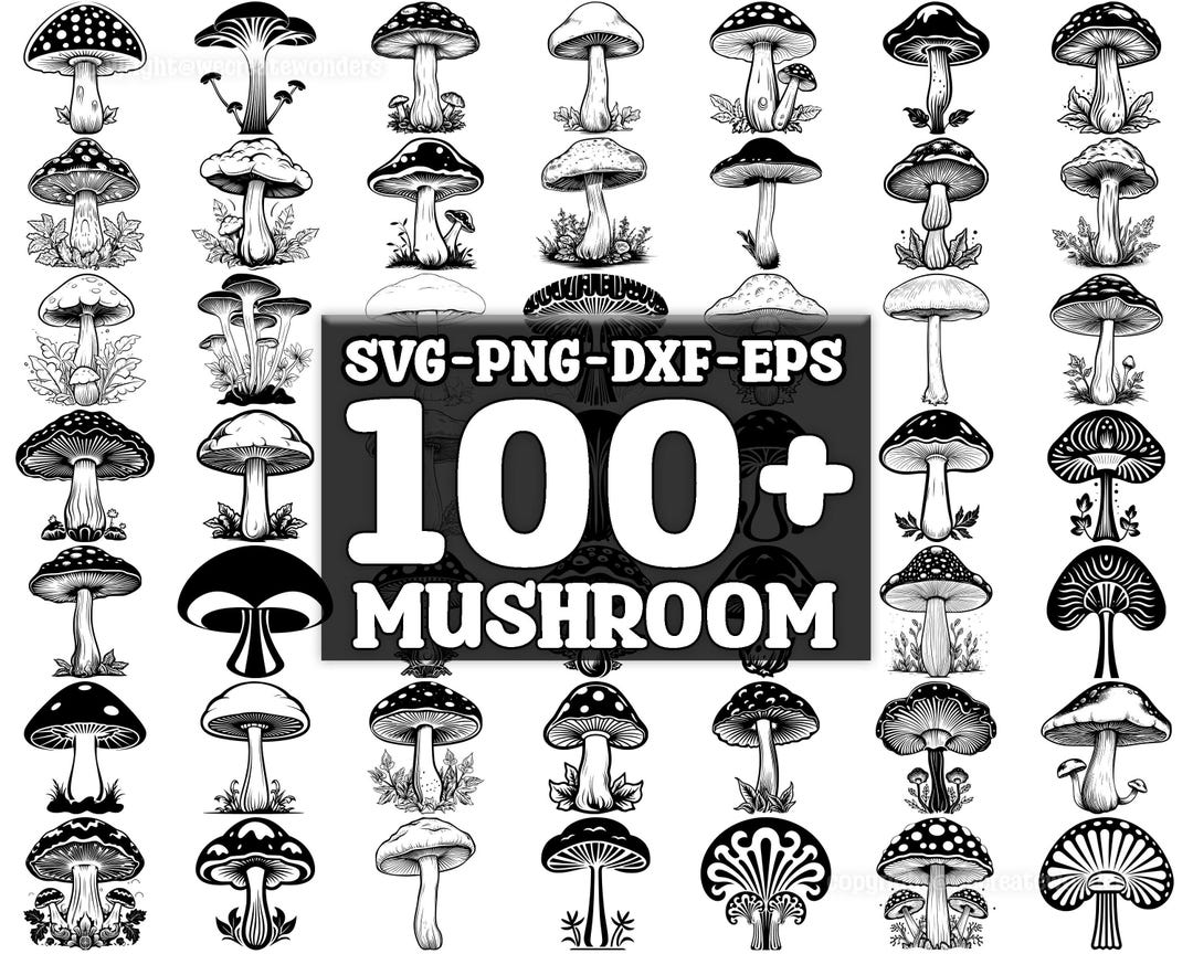 Mushroom SVG Bundle, Set of 100, Instant Digital Download, Png, Svg ...