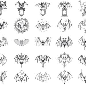 100+ Bat Tattoo Procreate Stamps, Brushes for Procreate, Instant ...