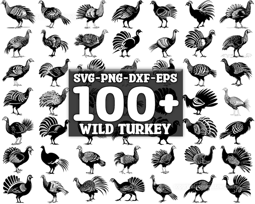 Wild Turkey SVG Bundle, Set of 100, Instant Digital Download, Png, Svg ...