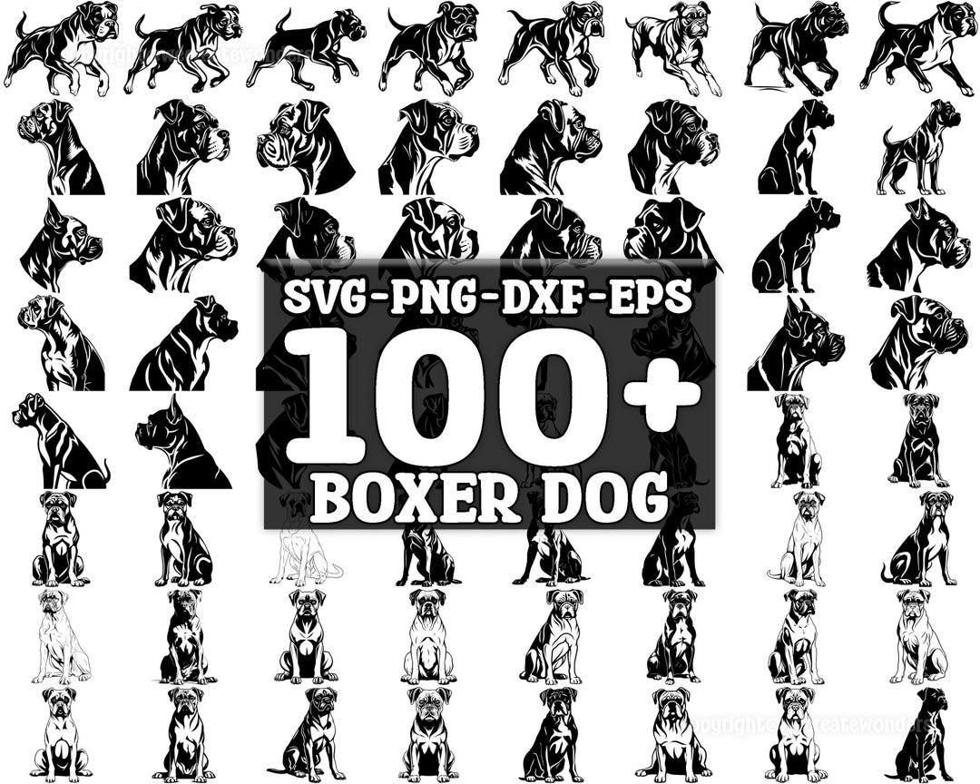 Boxer Dog SVG Bundle, Set of 100, Instant Digital Download, Png, Svg ...