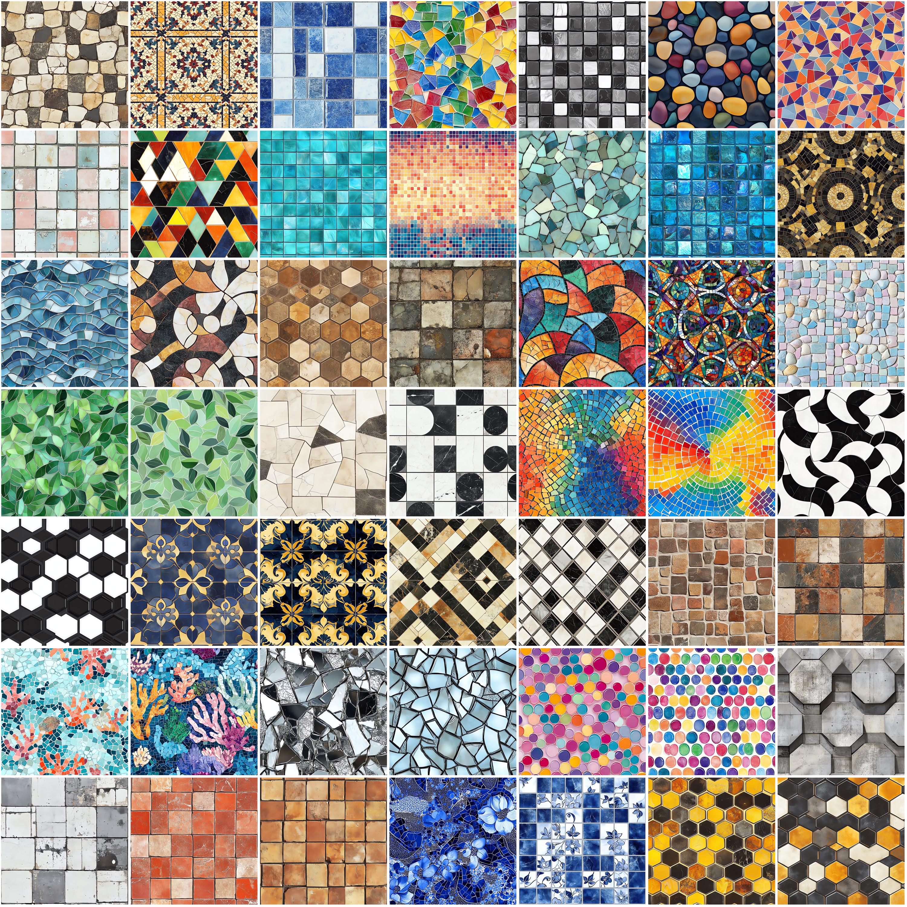 100+ Tiled Mosaic Procreate Textures, Brushes for Procreate, Instant ...