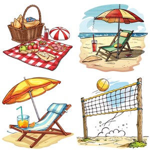 16 Beach Collection Clipart, Beach Clipart Bundle, Commercial Use PNG ...