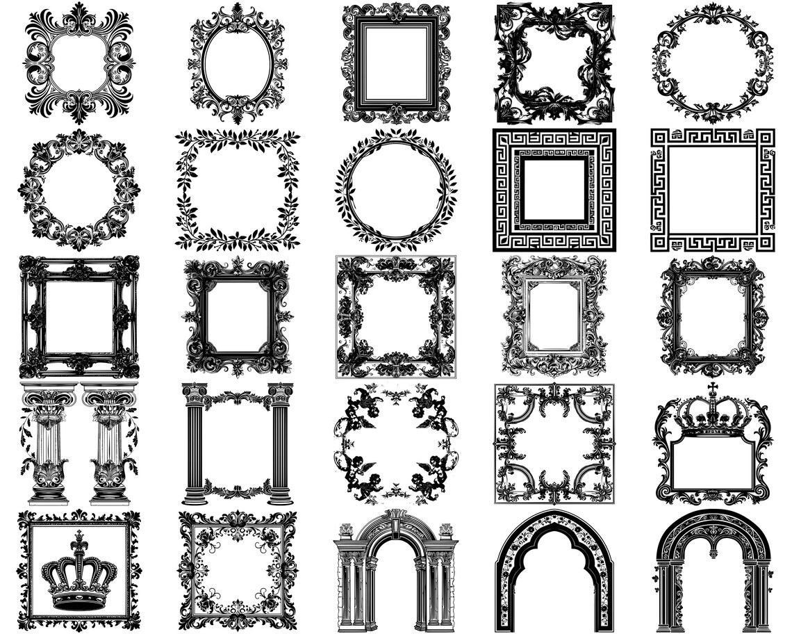 Timeless Renaissance Frames SVG Bundle, Set of 100, Instant Digital ...