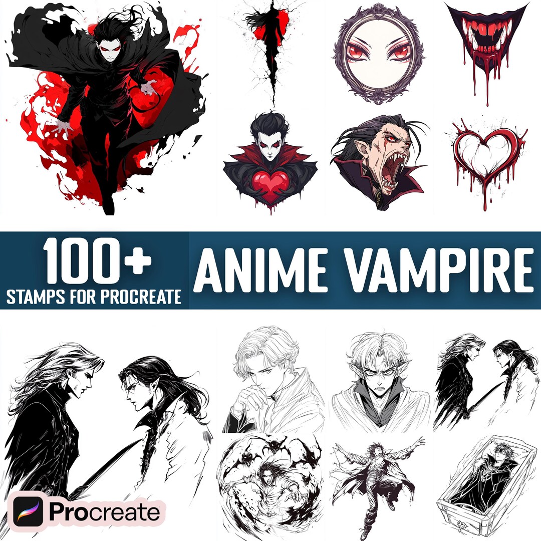 100+ Anime Vampire Procreate Stamps, Brushes for Procreate, Instant ...
