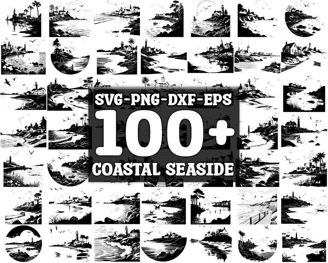 Coastal Seaside SVG Bundle, Set of 100, Instant Digital Download, Png ...