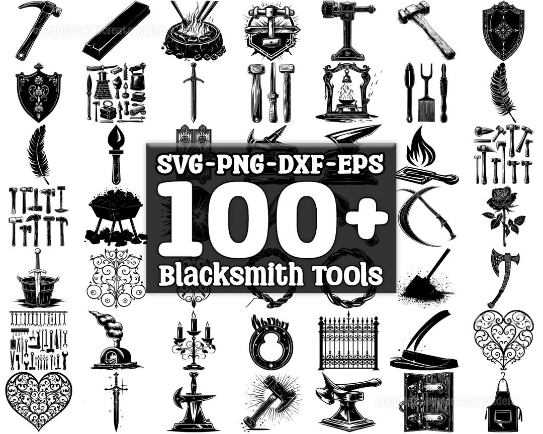 Blacksmith Tools SVG Bundle, Set of 100, Instant Digital Download, Png ...