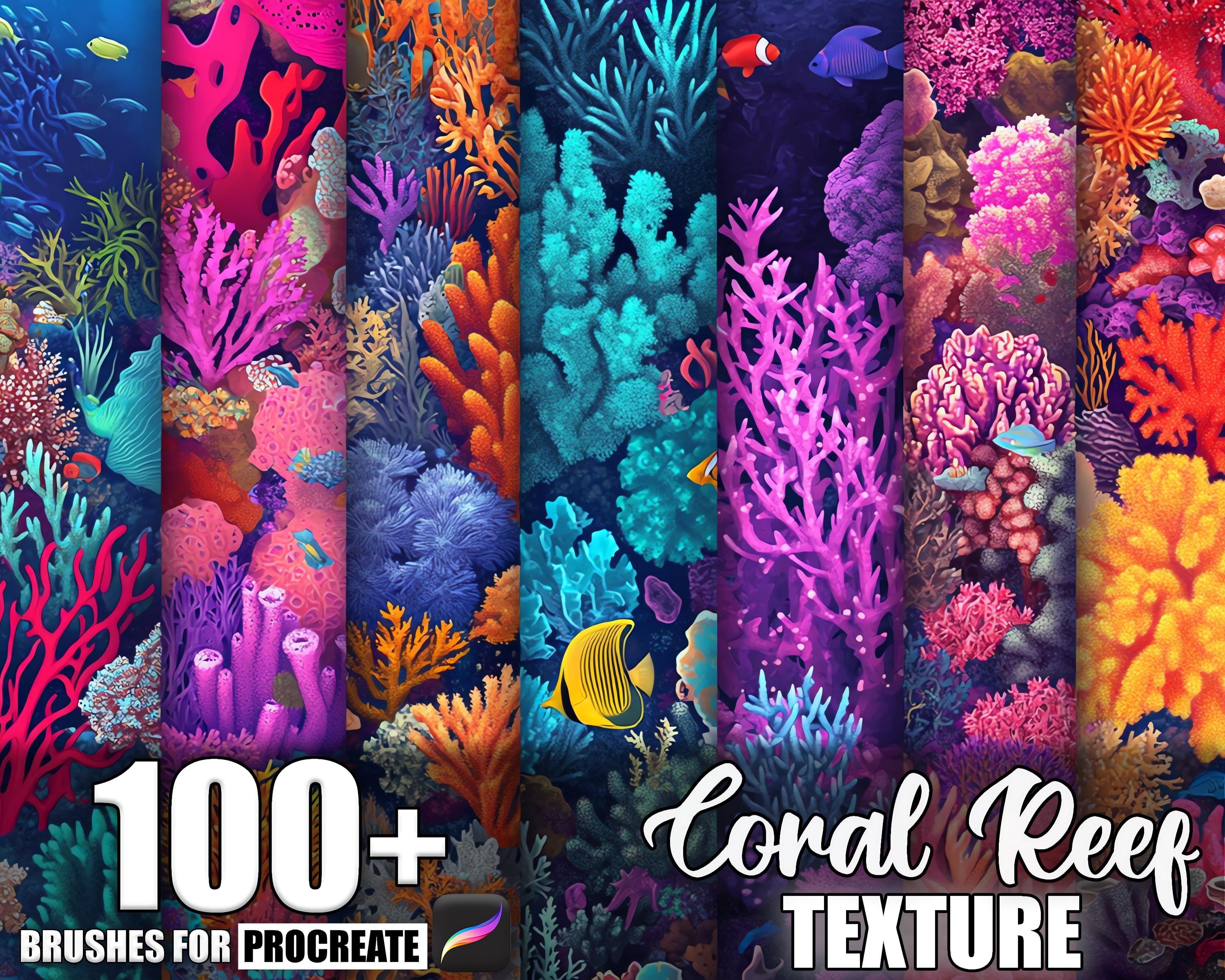 100+ Coral Reef Procreate Textures, Brushes for Procreate, Instant ...