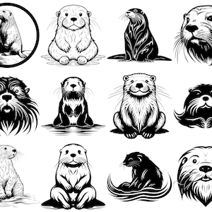 Sea Otter SVG Bundle, Set of 100, Instant Digital Download, Png, Svg ...